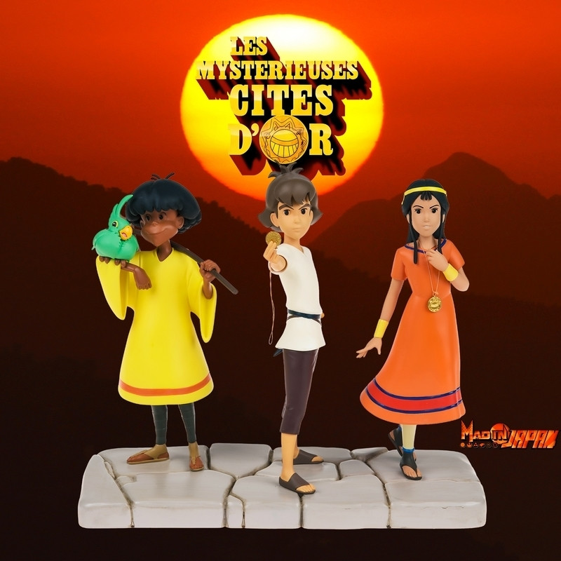 LES MYSTERIEUSES CITES D'OR Coffret 3 Statuettes Esteban, Zia, Tao ...