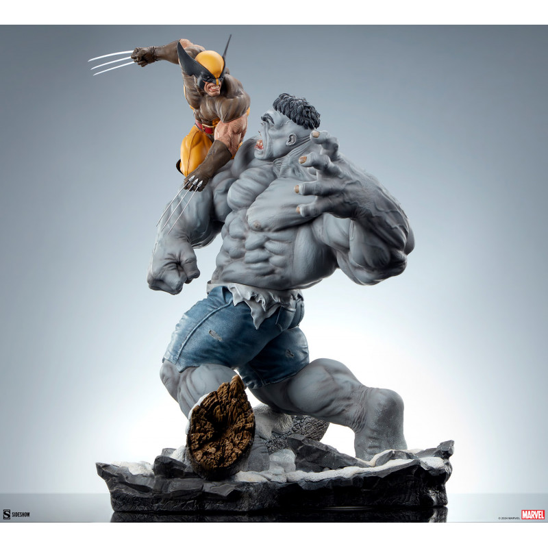 Statue Grey Hulk vs Wolverine Maquette Sideshow Marvel